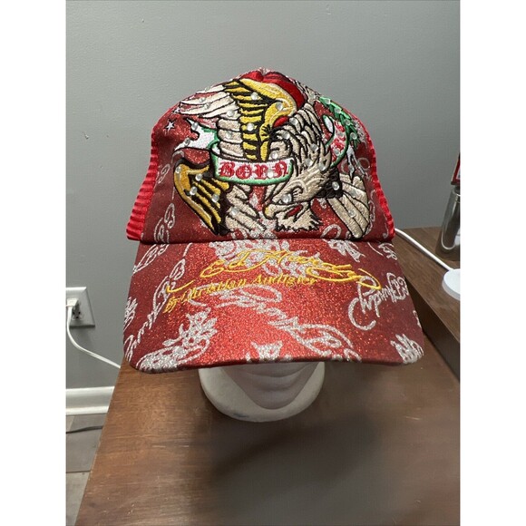 Ed Hardy | Accessories | Ed Hardy Eagle Trucker Hat Snapback Red ...